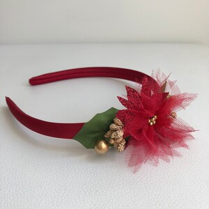 Christmas Headband, Red Poinsettia Headband, Photography Prop ...