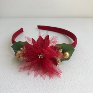 Christmas Headband, Red Poinsettia Headband, Photography Prop ...