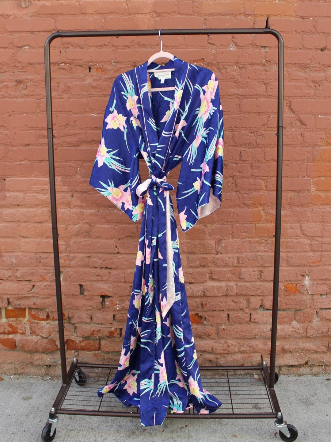 Christian Dior 70s Royal Blue Floral Robe - Etsy