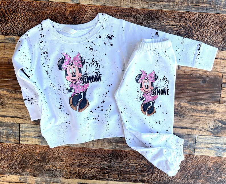 Minnie Girls Boys Outfit, Mouse Sweatshirt Set, Disney Outfit, Retro ...