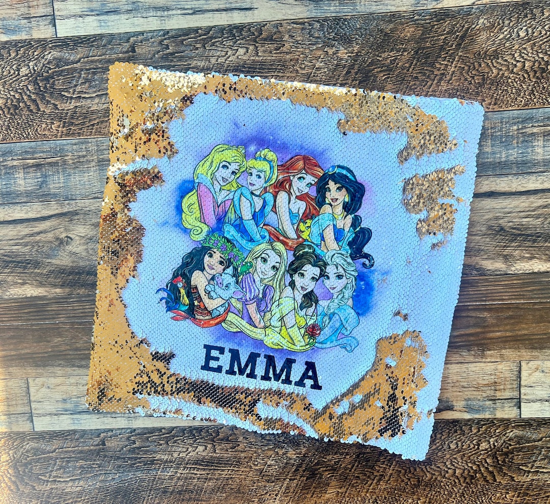 Disney Princess Pillow, Little Girls Princess Pillow, Sequin Pillow ...