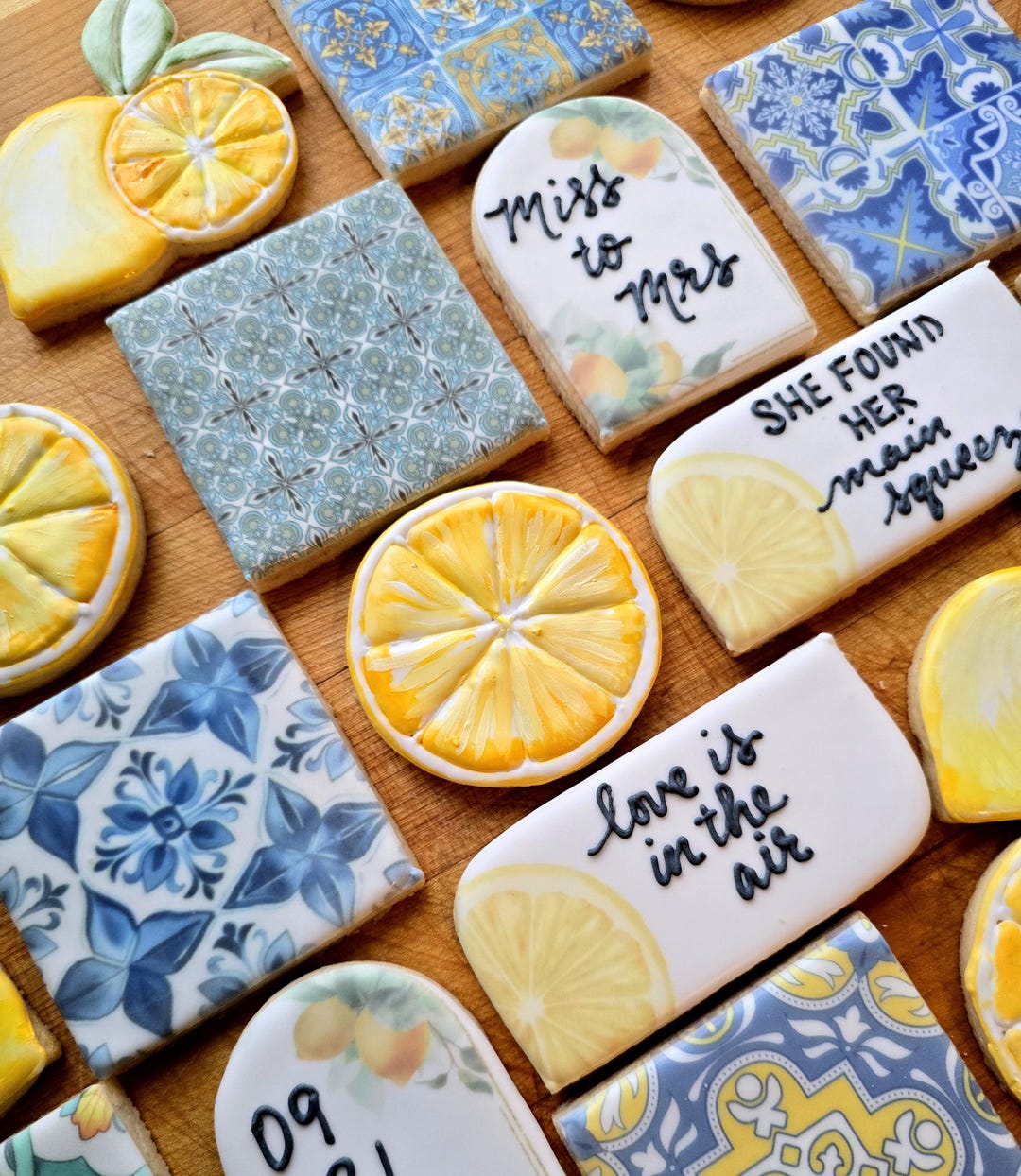 Amalfi Tiles and Lemons Sugar Cookies , Italian Coastal Theme for ...