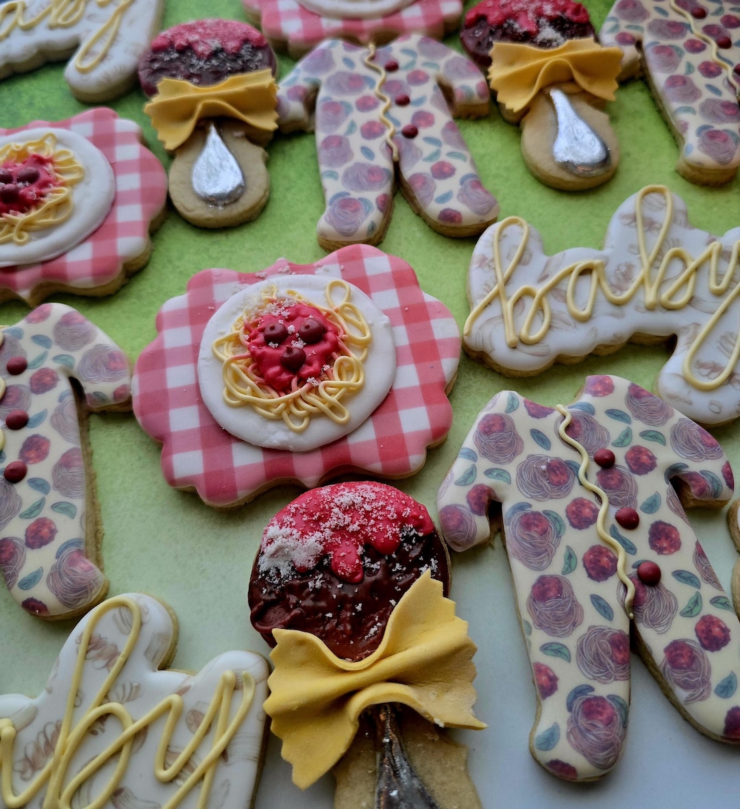 Little Meatball Baby Shower Theme Decorated Sugar Cookies, Mommy's ...