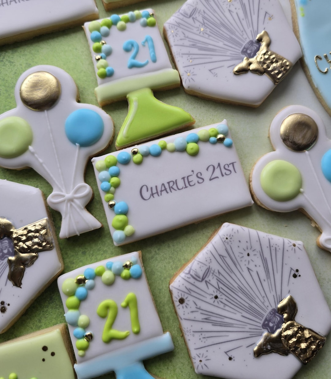 Custom Birthday Cookies, Cheers to 21 Years, Happy Birthday, Champagne ...