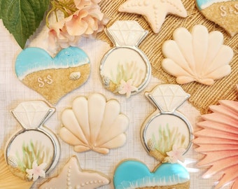 Ocean Wedding Cookies Beach Wedding Favors Luxury Sugar Cookies Summer ...