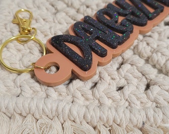 Bubble Acrylic Name Tag Block Style Keyring Personalised Keychain - Etsy
