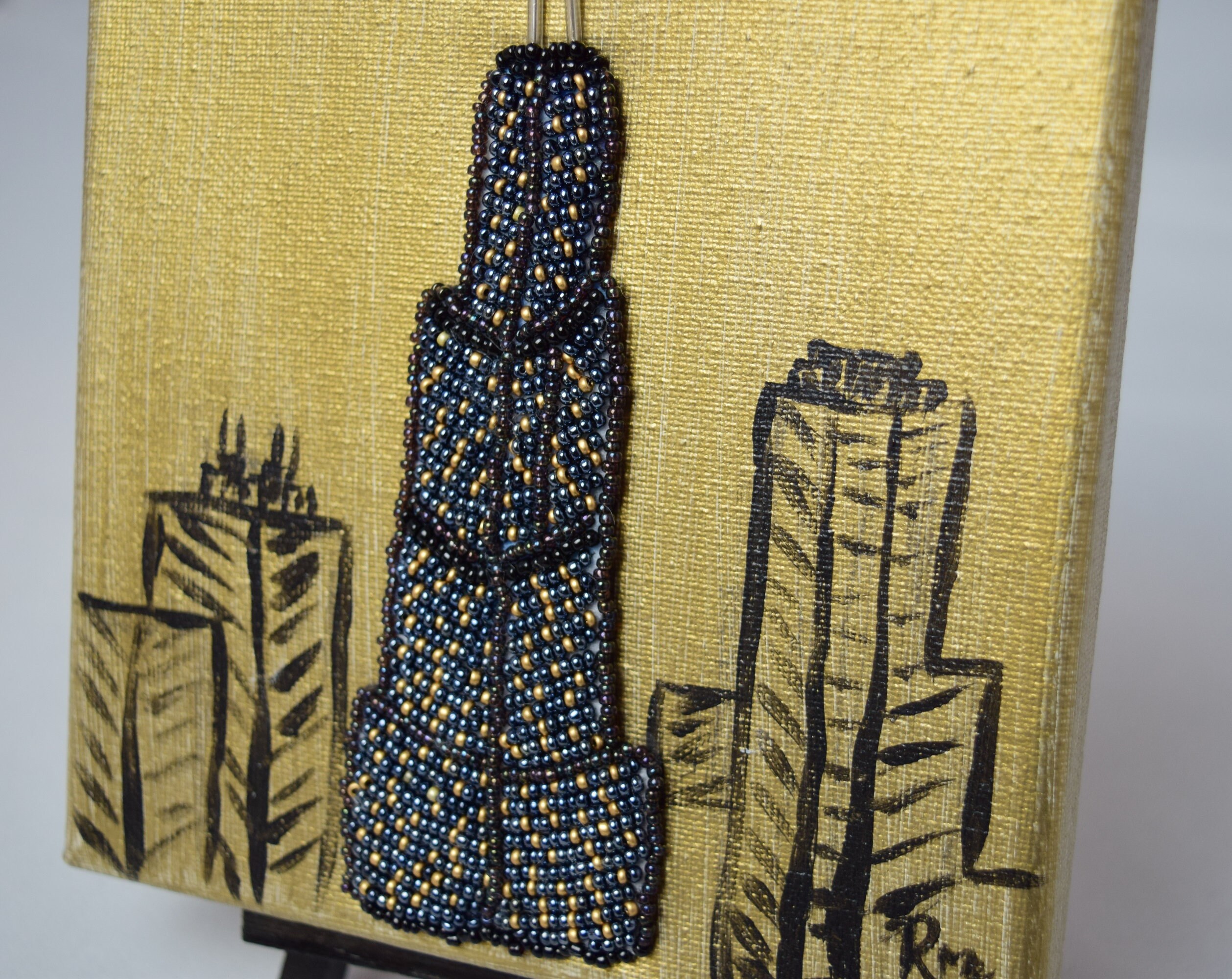 Chicago Landmarks Original Artwork Beaded Art on Canvas Modern Art ...