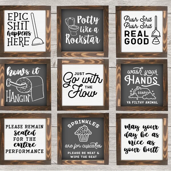 Farmhouse Bathroom Signs - Etsy