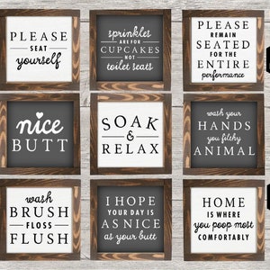Set of 4 Bathroom Mini Collection Sign. Farmhouse Bathroom - Etsy Canada