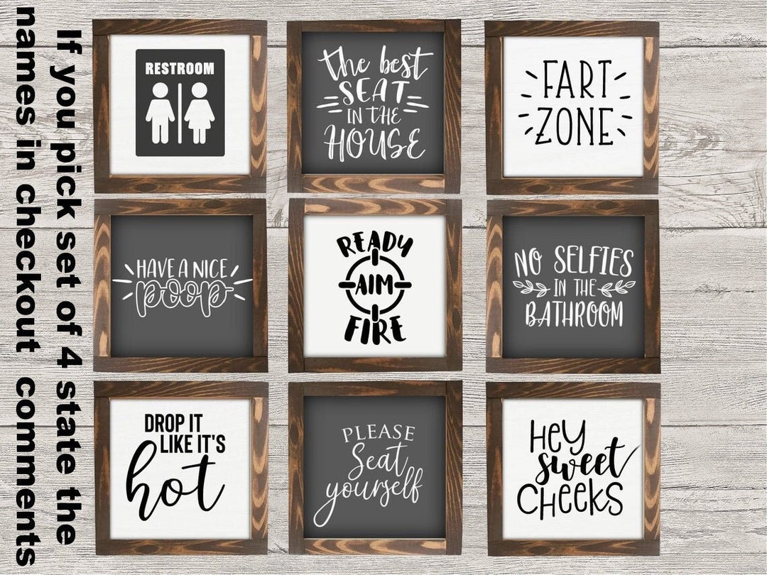 Mini Bathroom Signs, Wall Decor, Mini Farmhouse Bathroom Sign, Bathroom ...