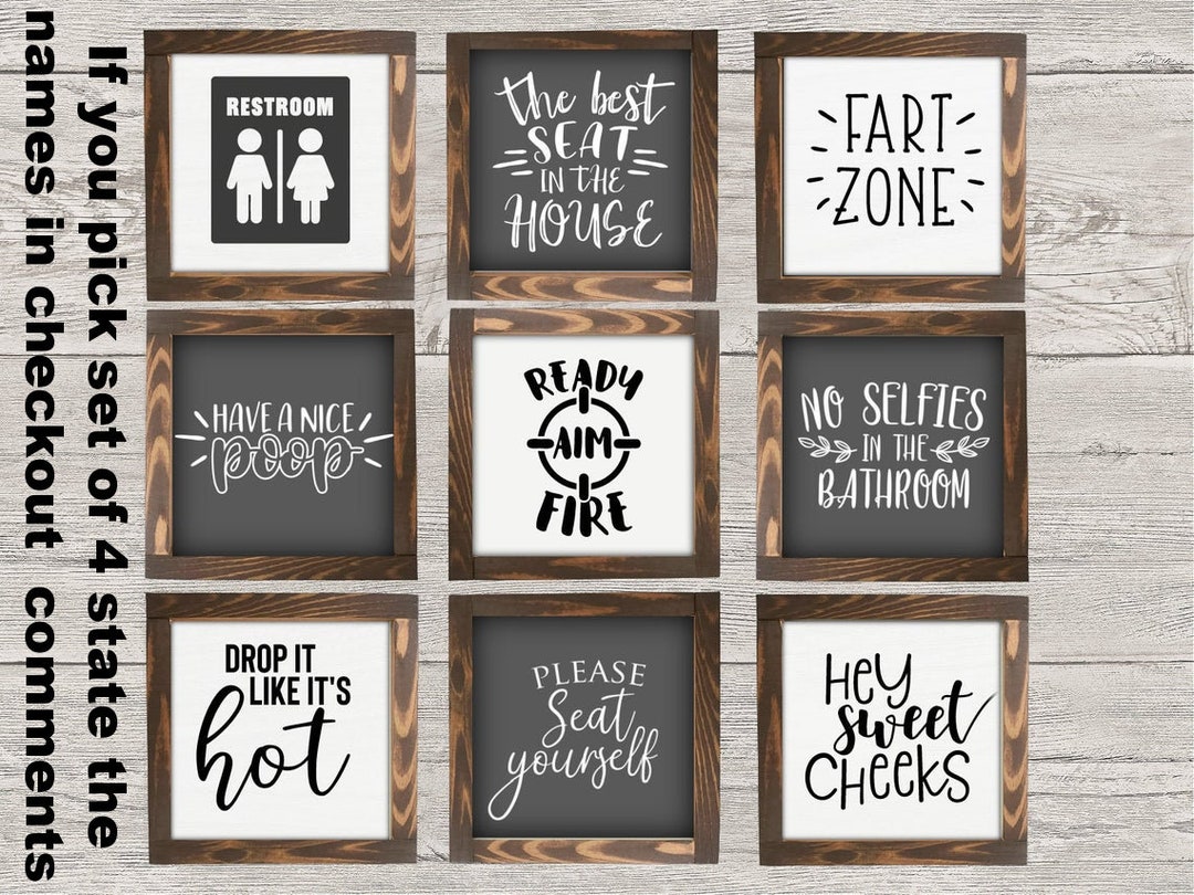 Mini Bathroom Signs, Wall Decor, Mini Farmhouse Bathroom Sign, Bathroom ...