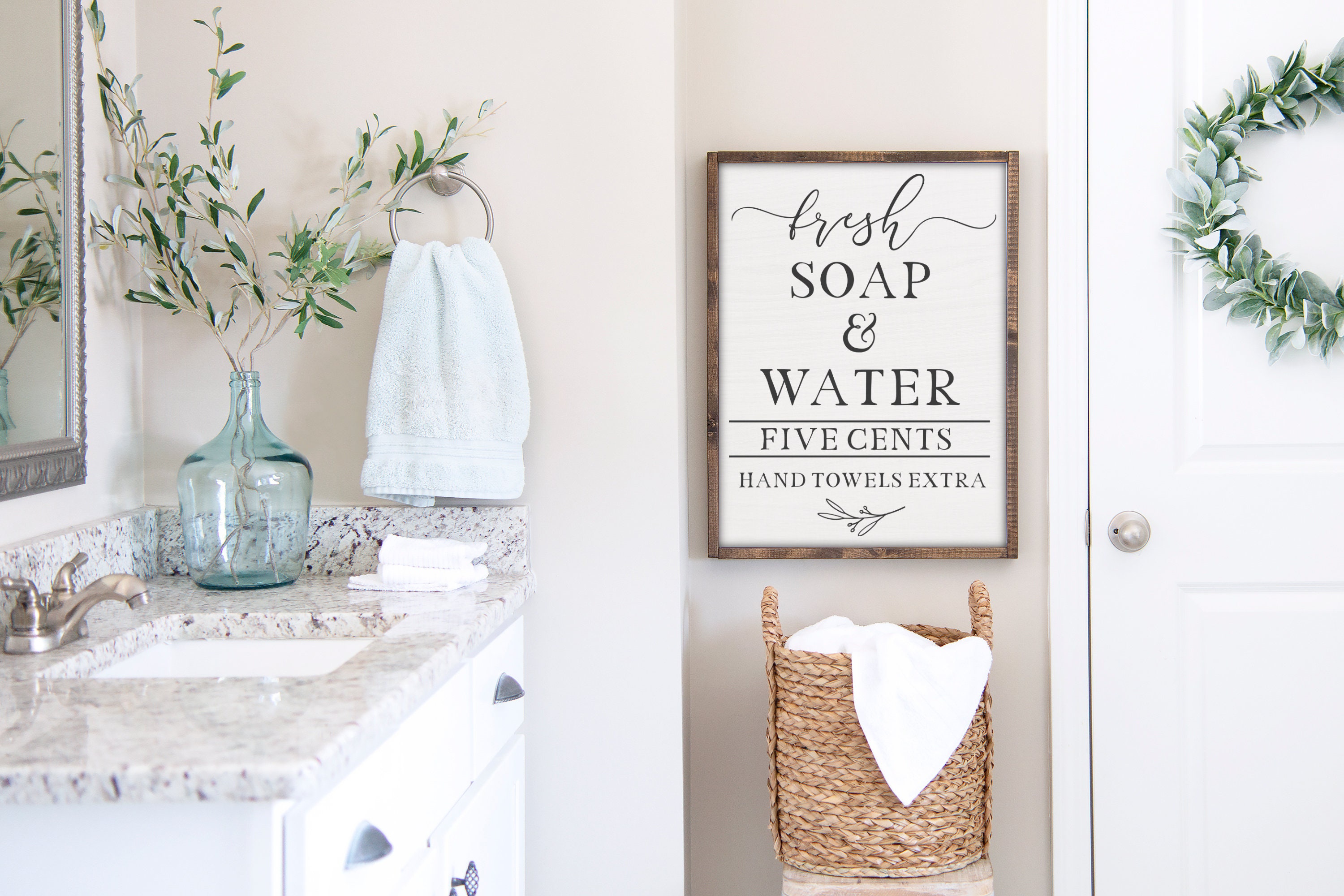 Farmhouse Bathroom Decor Fresh Soap and Water Bathroom Sign - Etsy