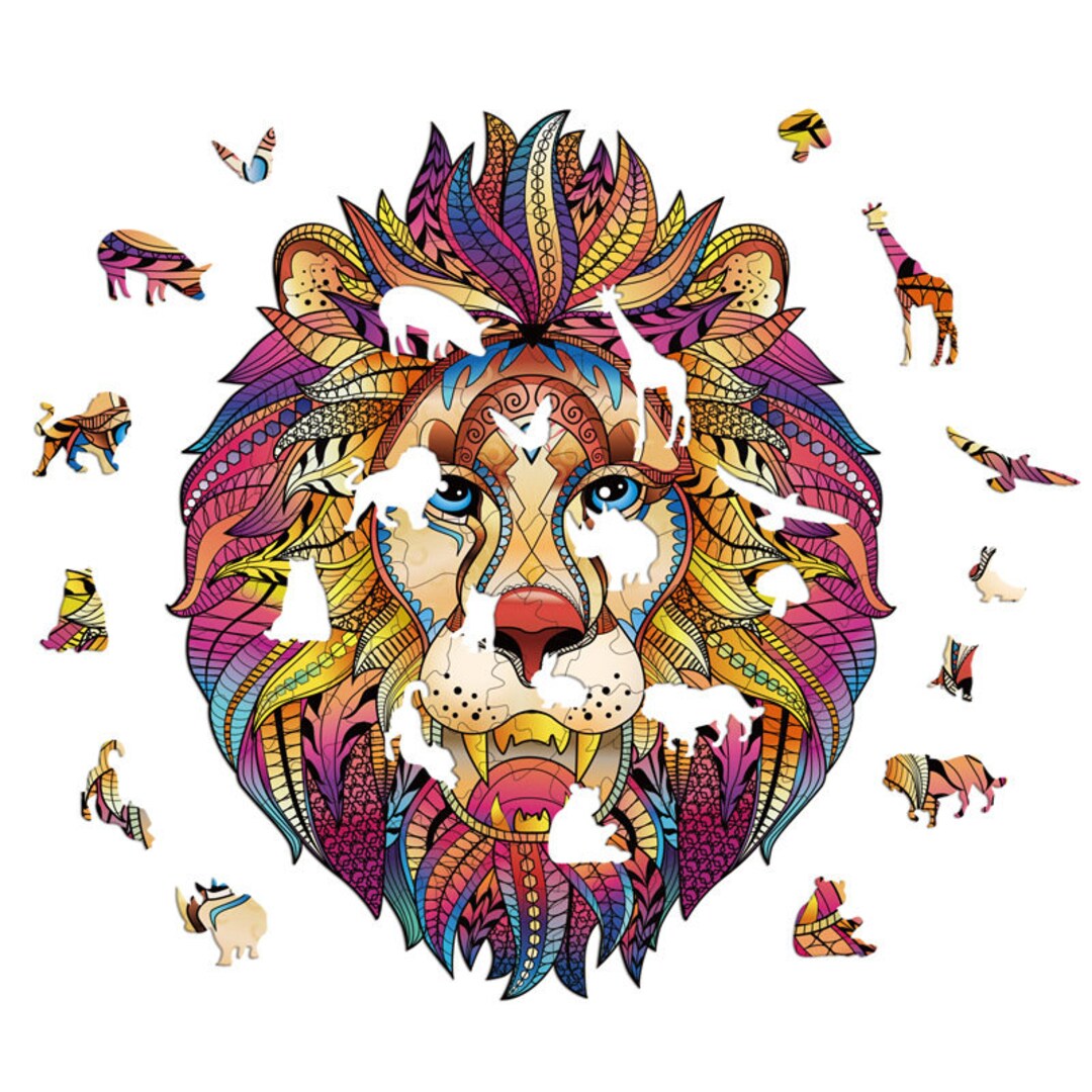 3D Wooden Lion Puzzle | Shape Puzzle Pieces Best Gift for Adults ...