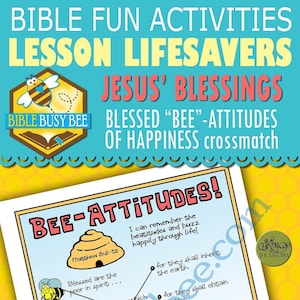 Blessed Beatitudes (bee-attitudes!) Cross-match Puzzle - LESSON ...