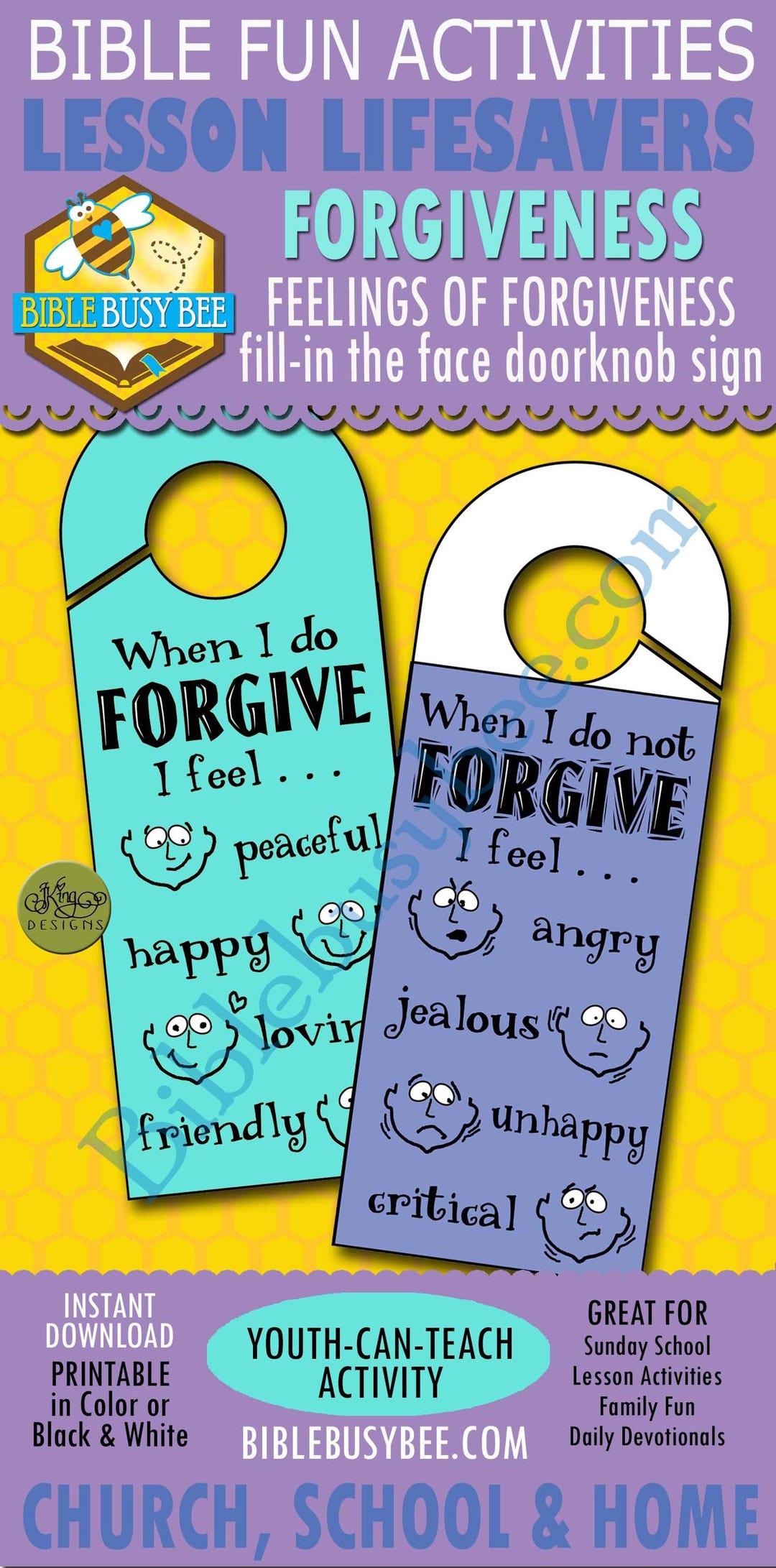 FORGIVENESS Lesson Activity - Feelings of Forgiveness Fill-in-the-face ...