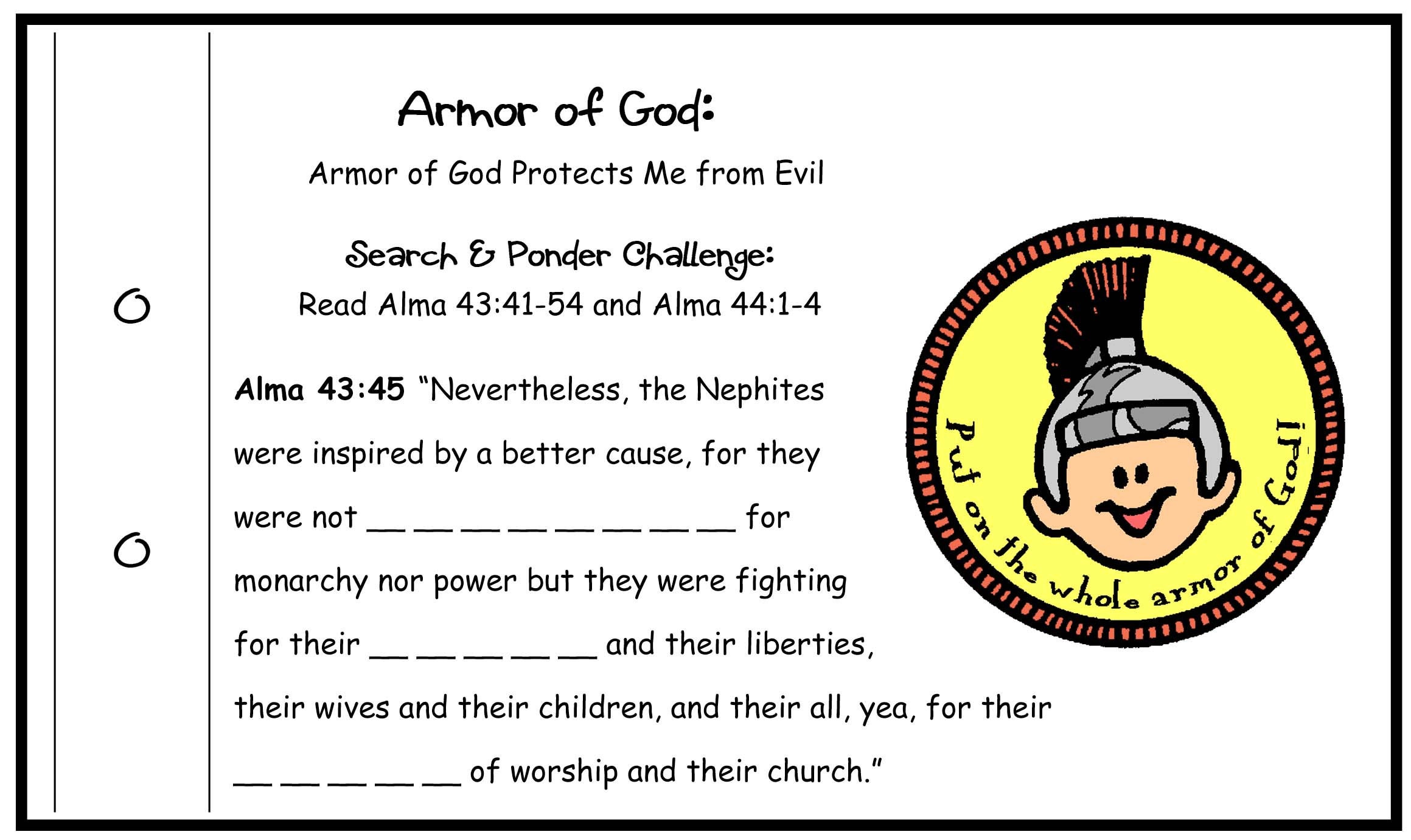 BOOK OF MORMON Fight for Right Word-choice Puzzle follow Captain Moroni ...