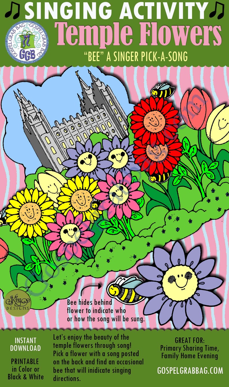Primary Music Singing Activity, “temple Flowers ‘bee’ a Singer Pick-a ...
