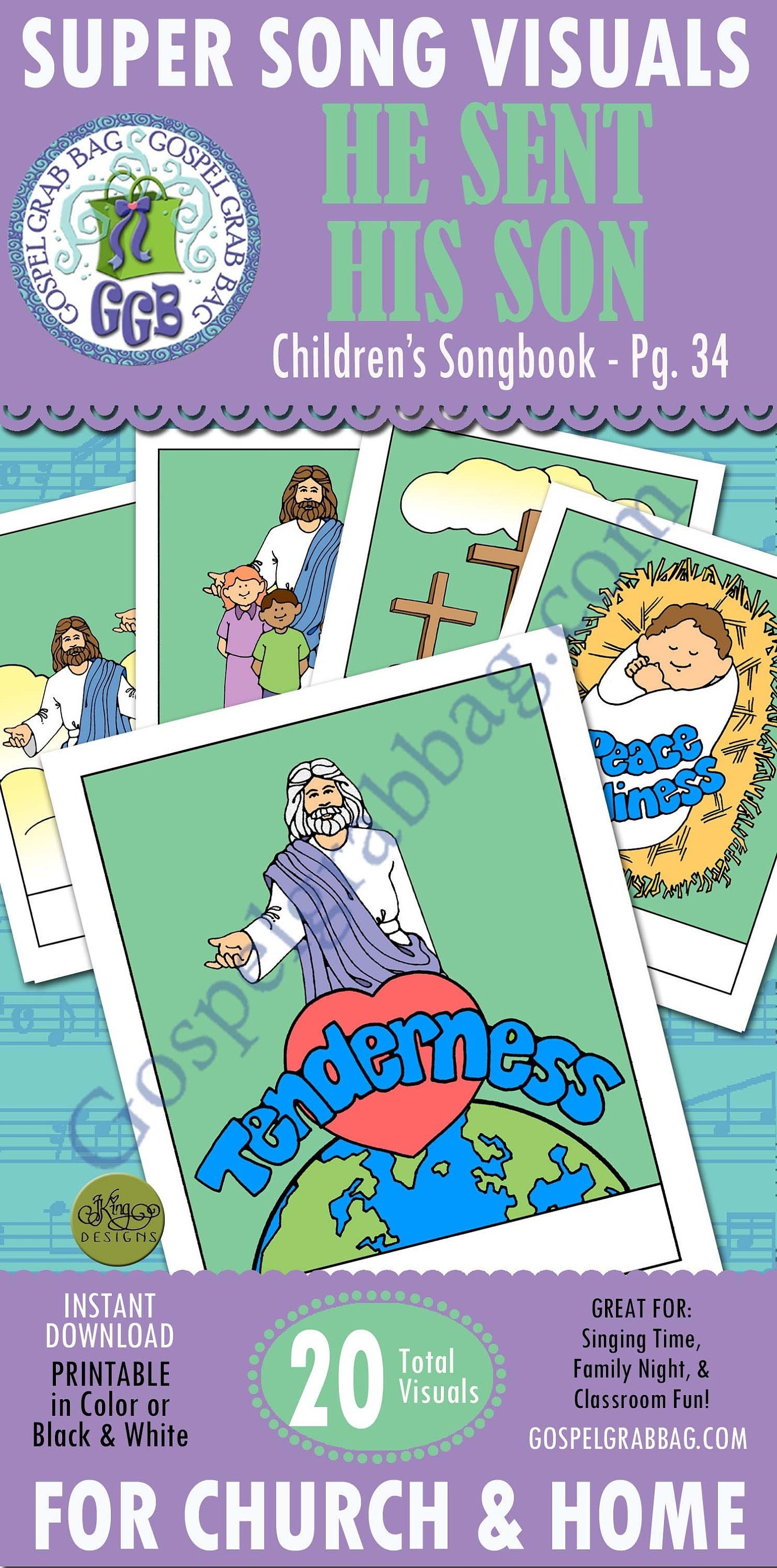 SONG he Sent His Son VISUALS Picture-for-every-verse, Music for Primary ...