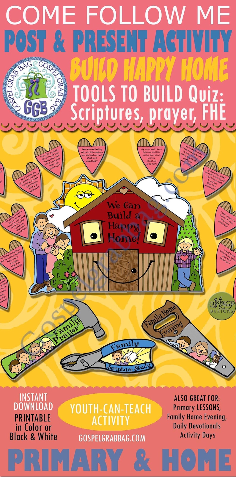 HAPPY FAMILIES Activity: We Can Build a Happy Home (tools to Build QUIZ ...
