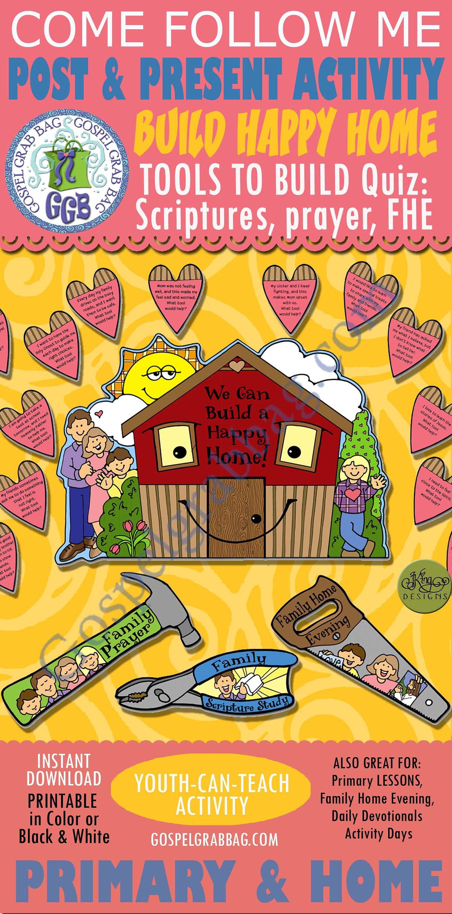 HAPPY FAMILIES Activity: We Can Build a Happy Home (tools to Build QUIZ ...