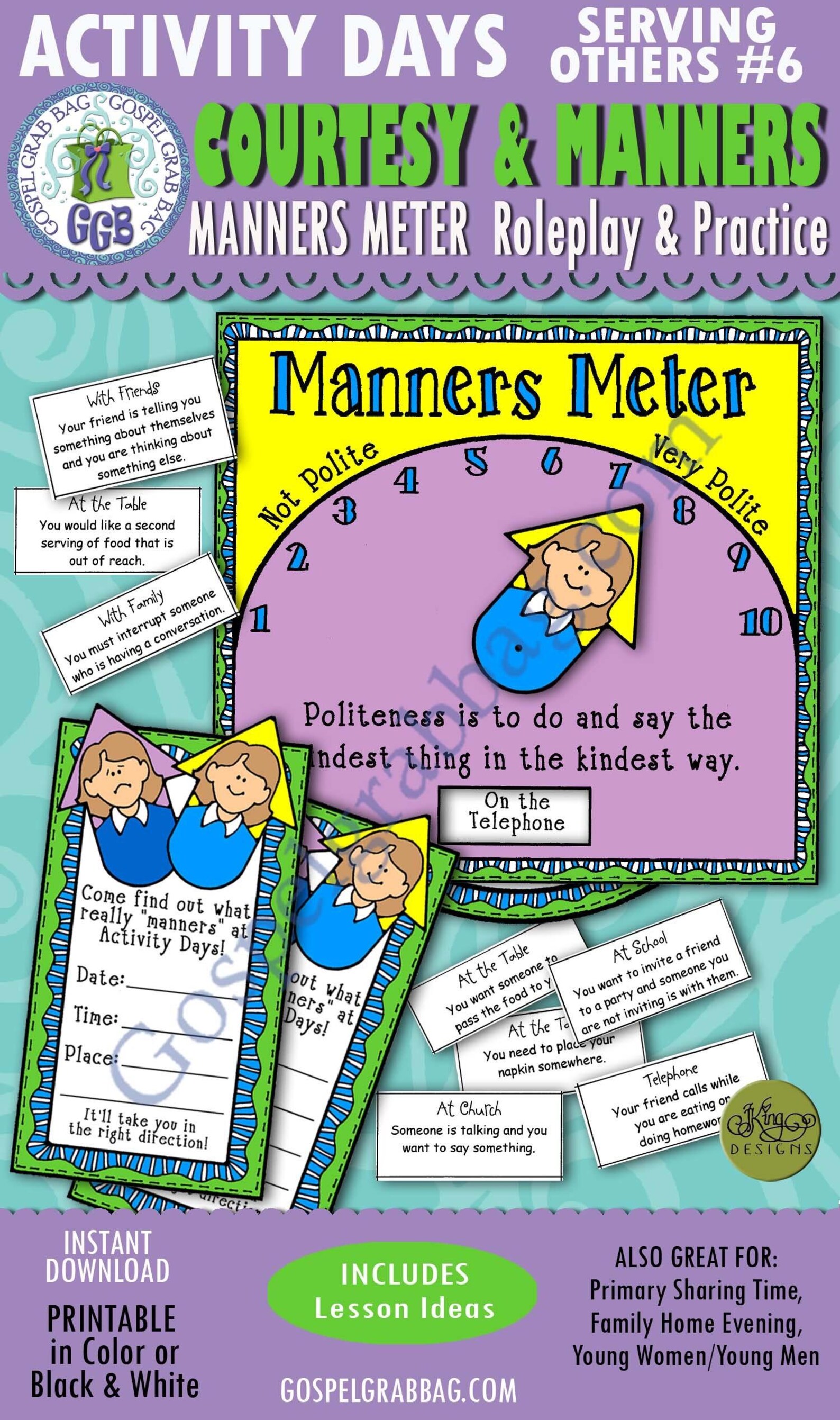 Activity Days Serving Others GOAL 6 (practice Good Manners and Courtesy ...