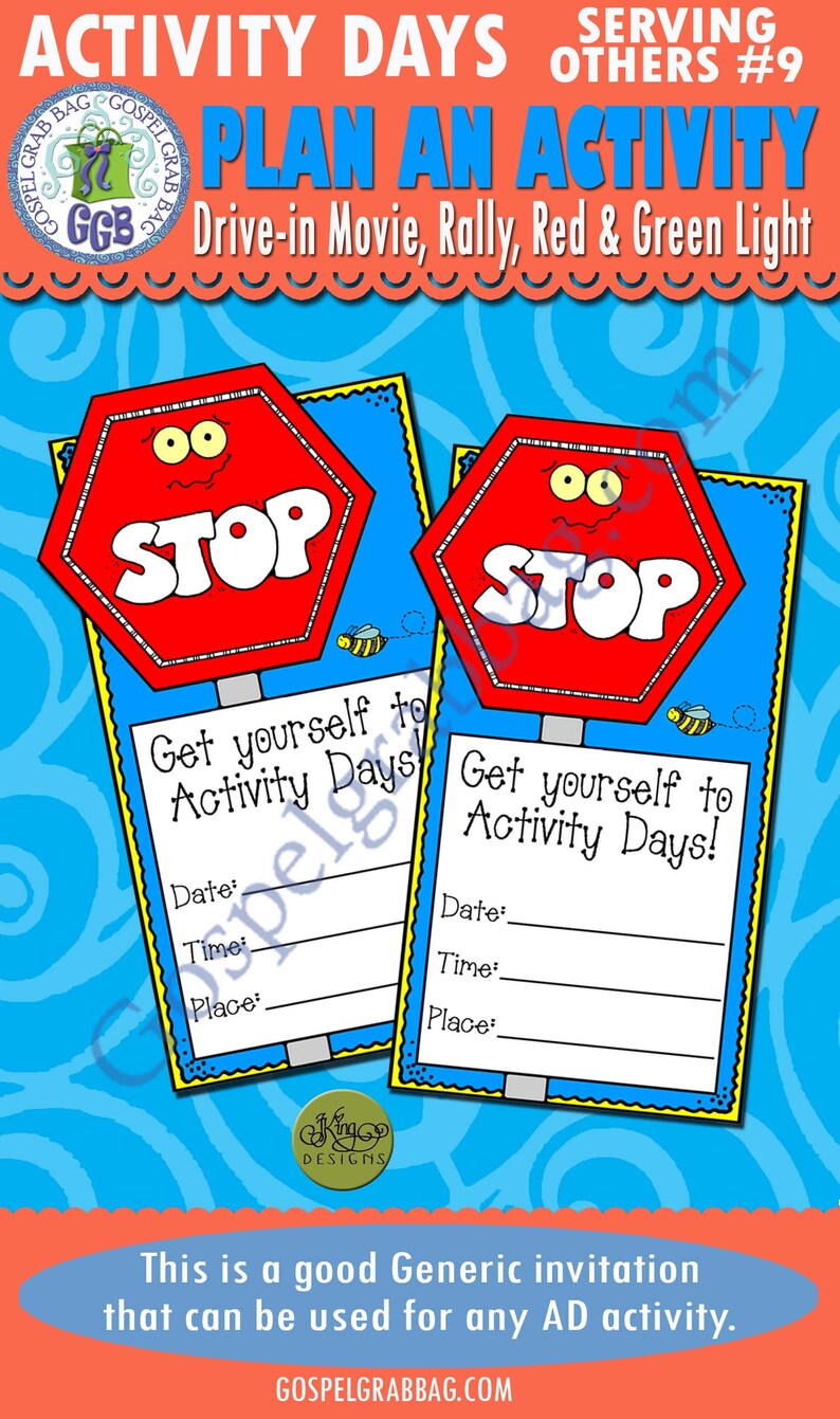 Activity Days Serving Others GOAL 9 PRINTABLE Invitation Activity ...