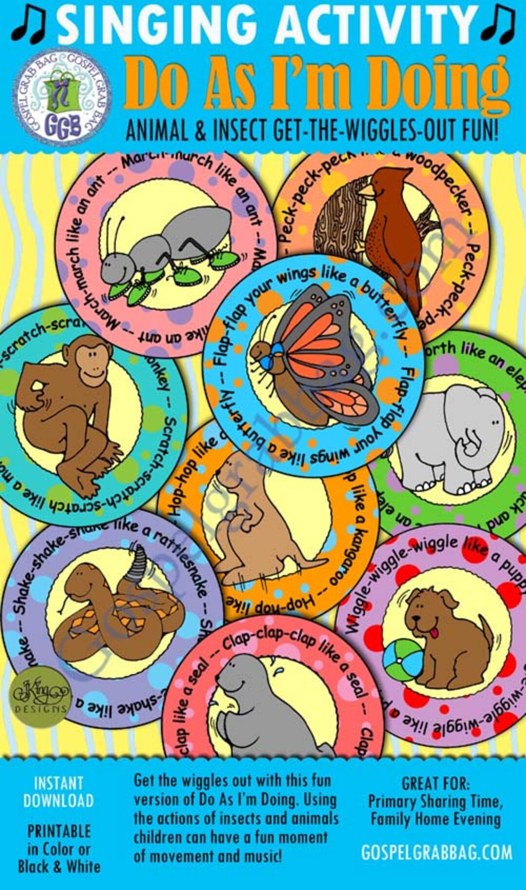 Primary Music Singing Activity, "do as I'm Doing" Animals & Insects Get ...