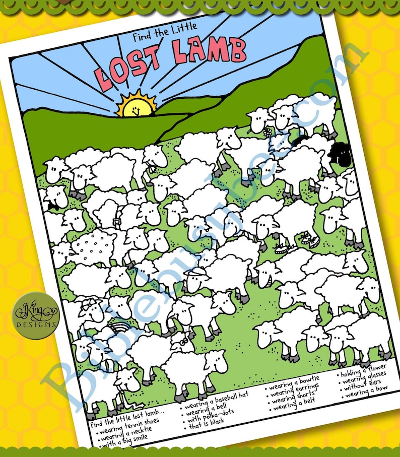 JESUS the Good Shepherd - Find the Lost Lamb Hidden Picture Puzzle for ...