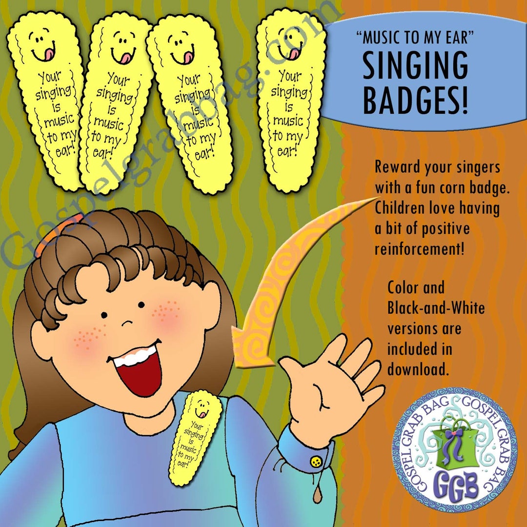 Primary Singing Time Award Badge you're Singing is Music to My Ears ...