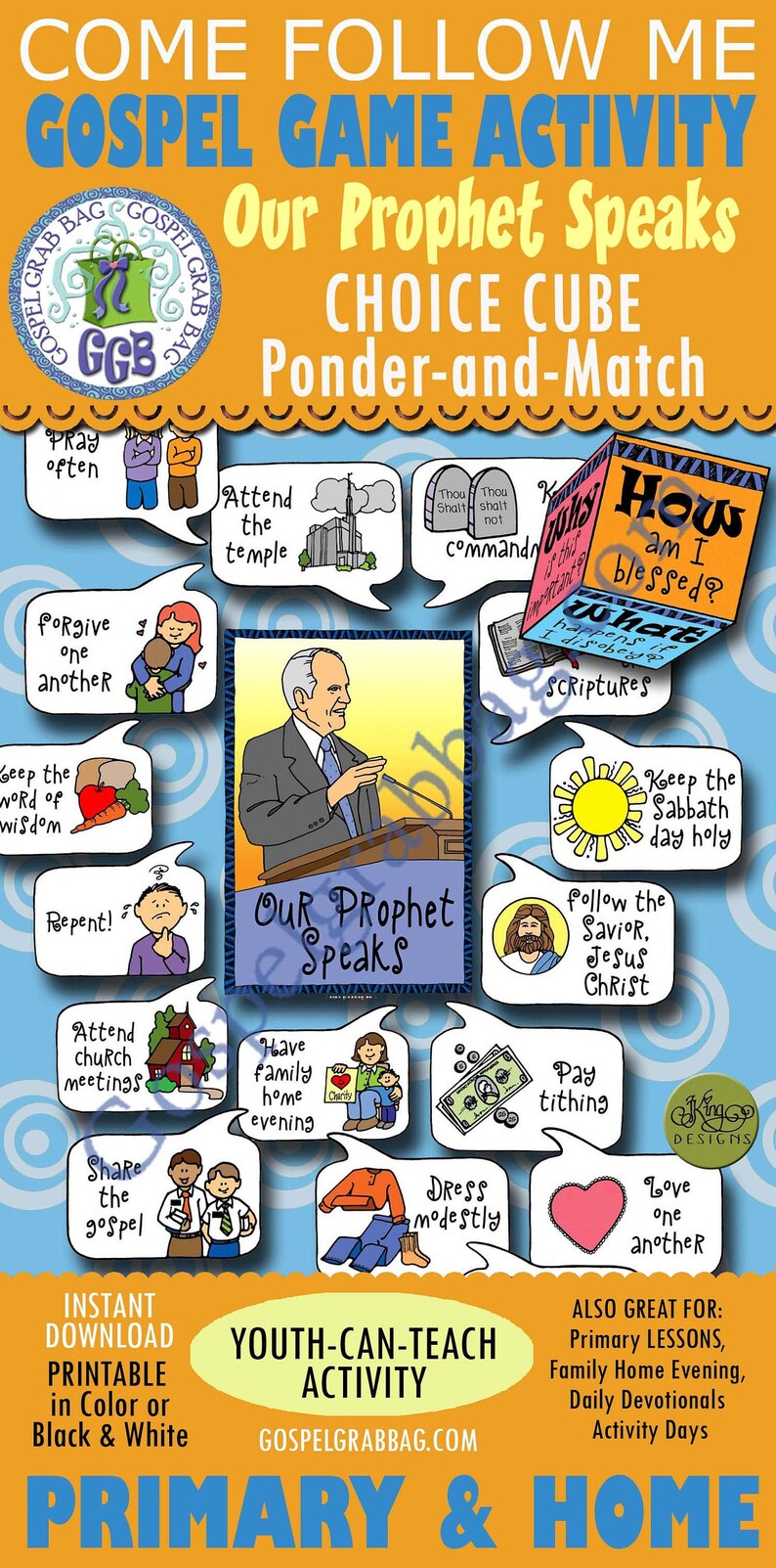 FOLLOW the PROPHET ACTIVITY Prophet Speaks Match Game "the Living ...