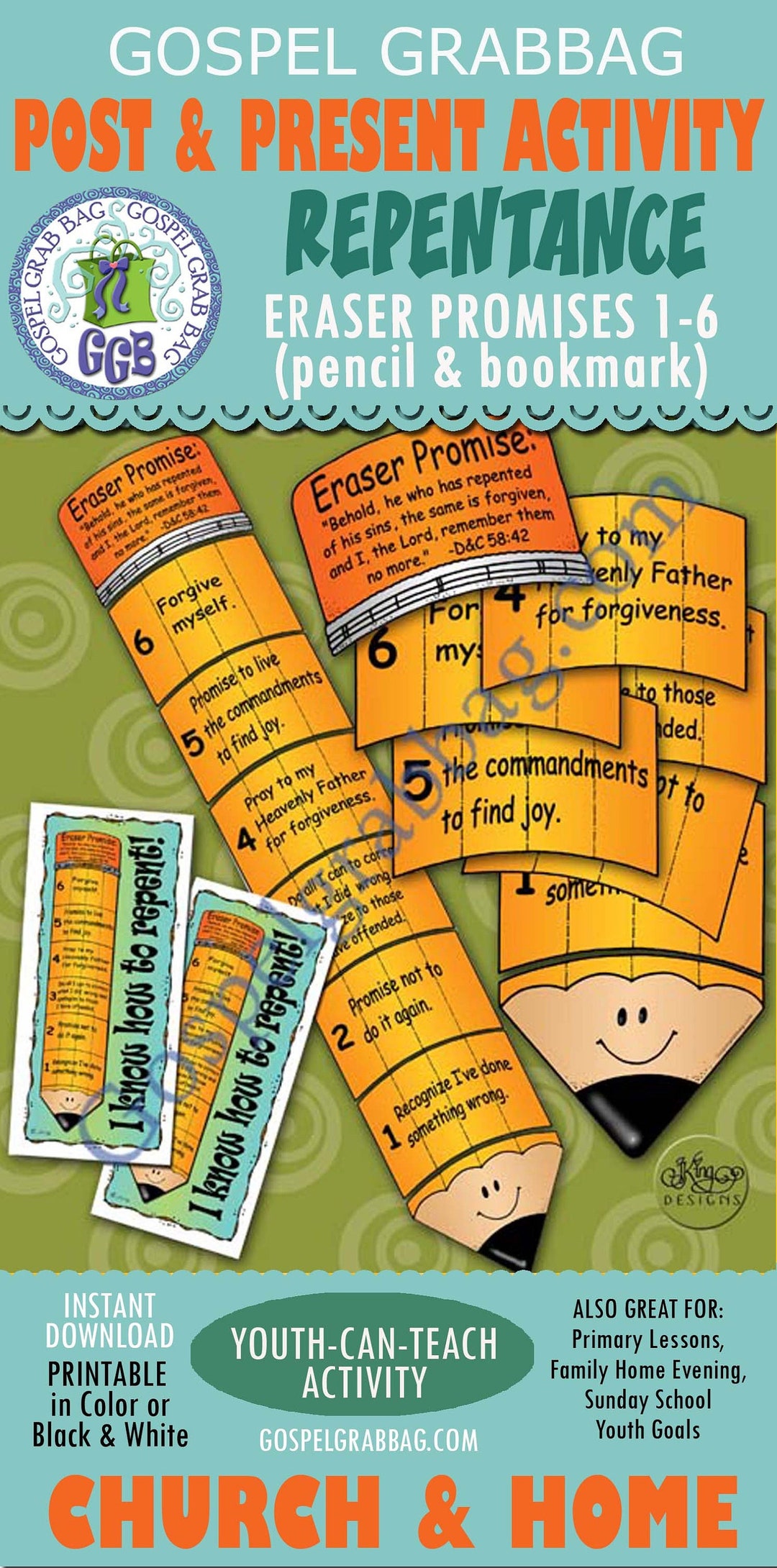 REPENTANCE Eraser Promises Steps 1-6 Pencil Poster Presentation With ...