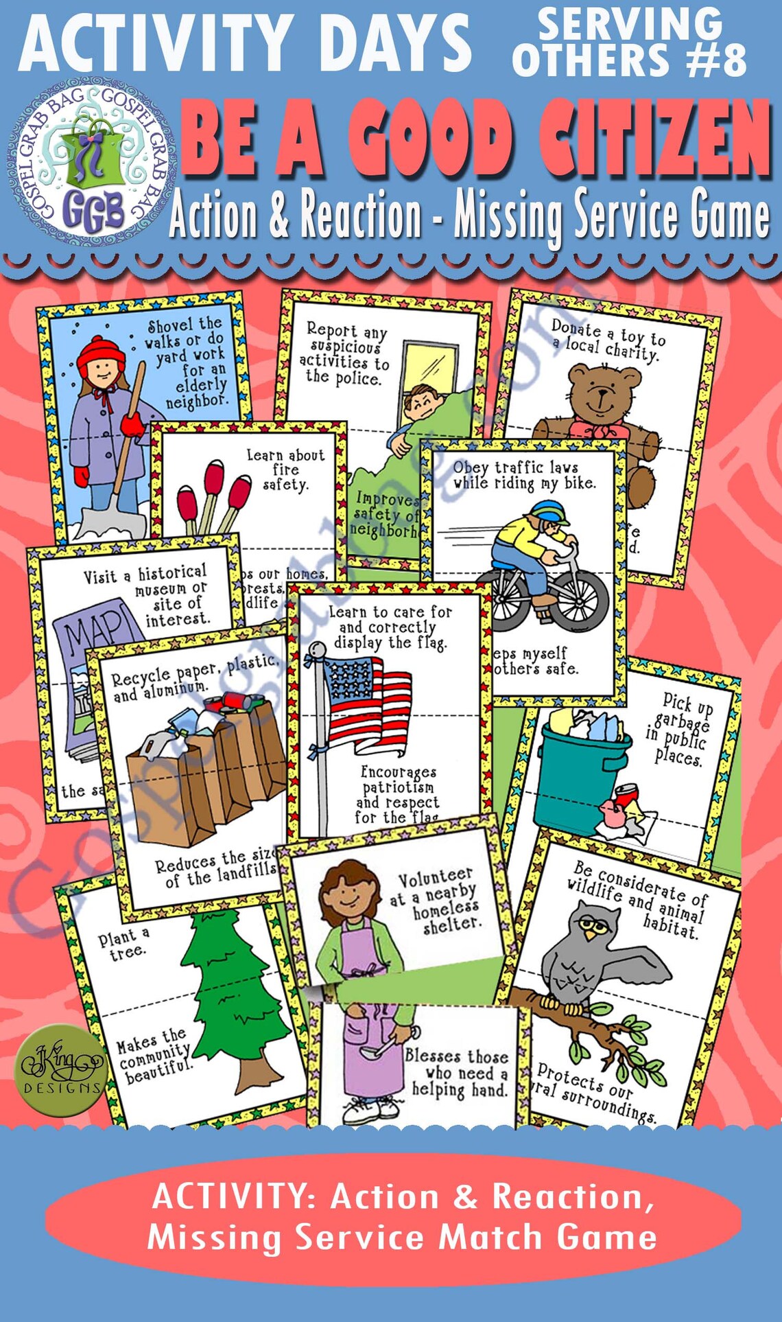 Activity Days Serving Others GOAL 8 PRINTABLE Invitation and Activity ...