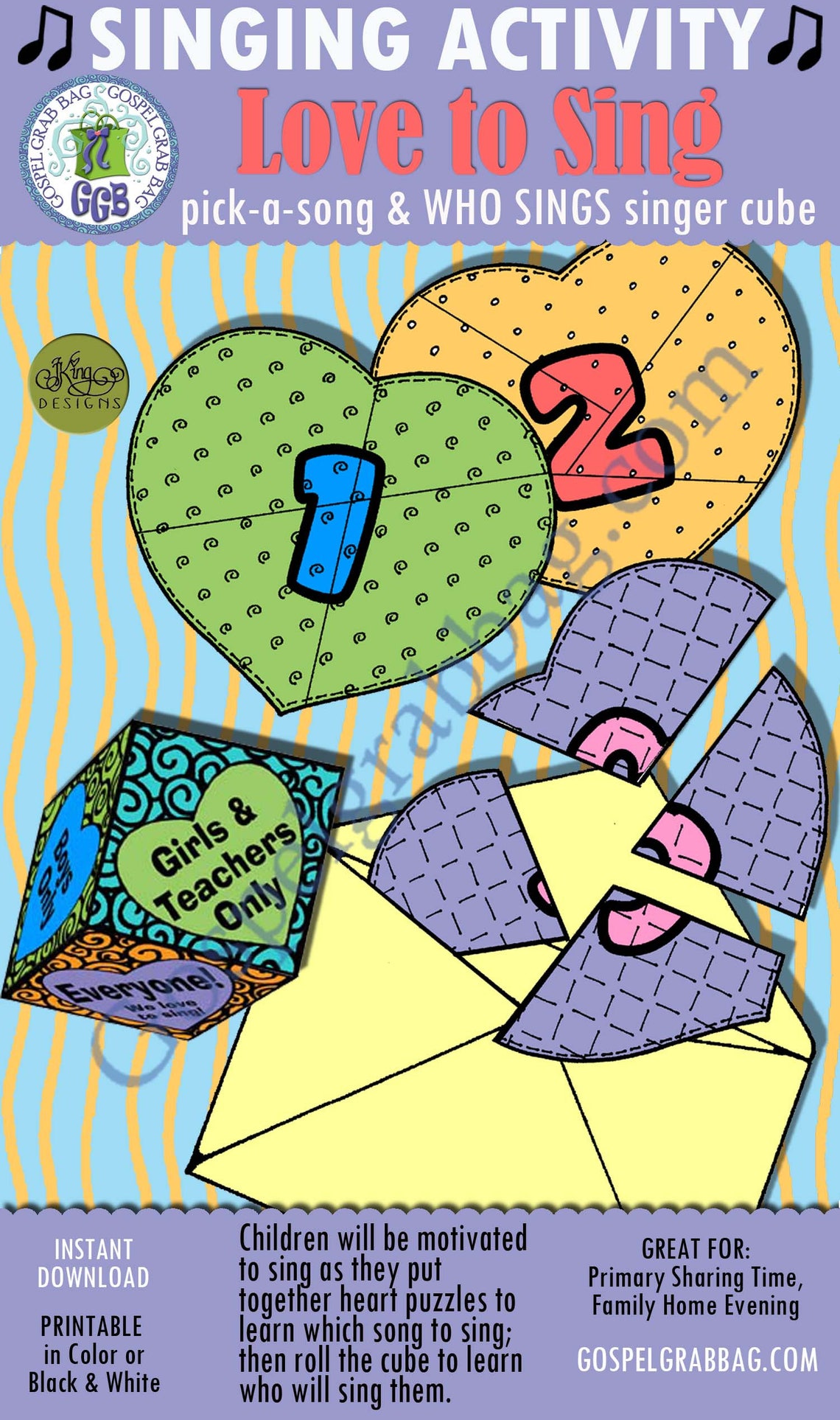 Primary Music Singing Activity, “love to Sing” Puzzle Pick-a-song, and ...