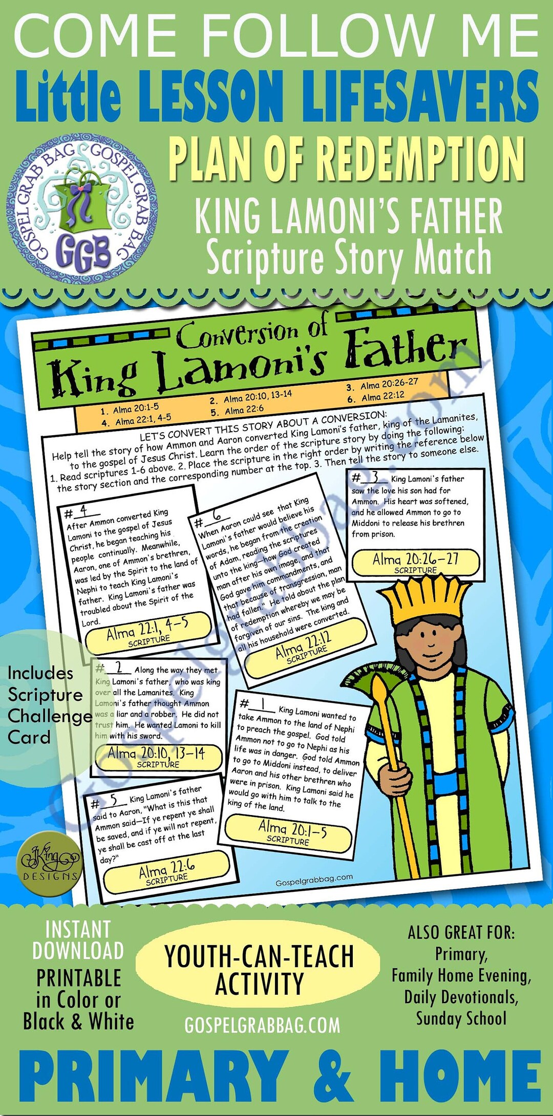 BOOK OF MORMON Plan of Redemption: King Lamoni’s Father Scripture Story ...
