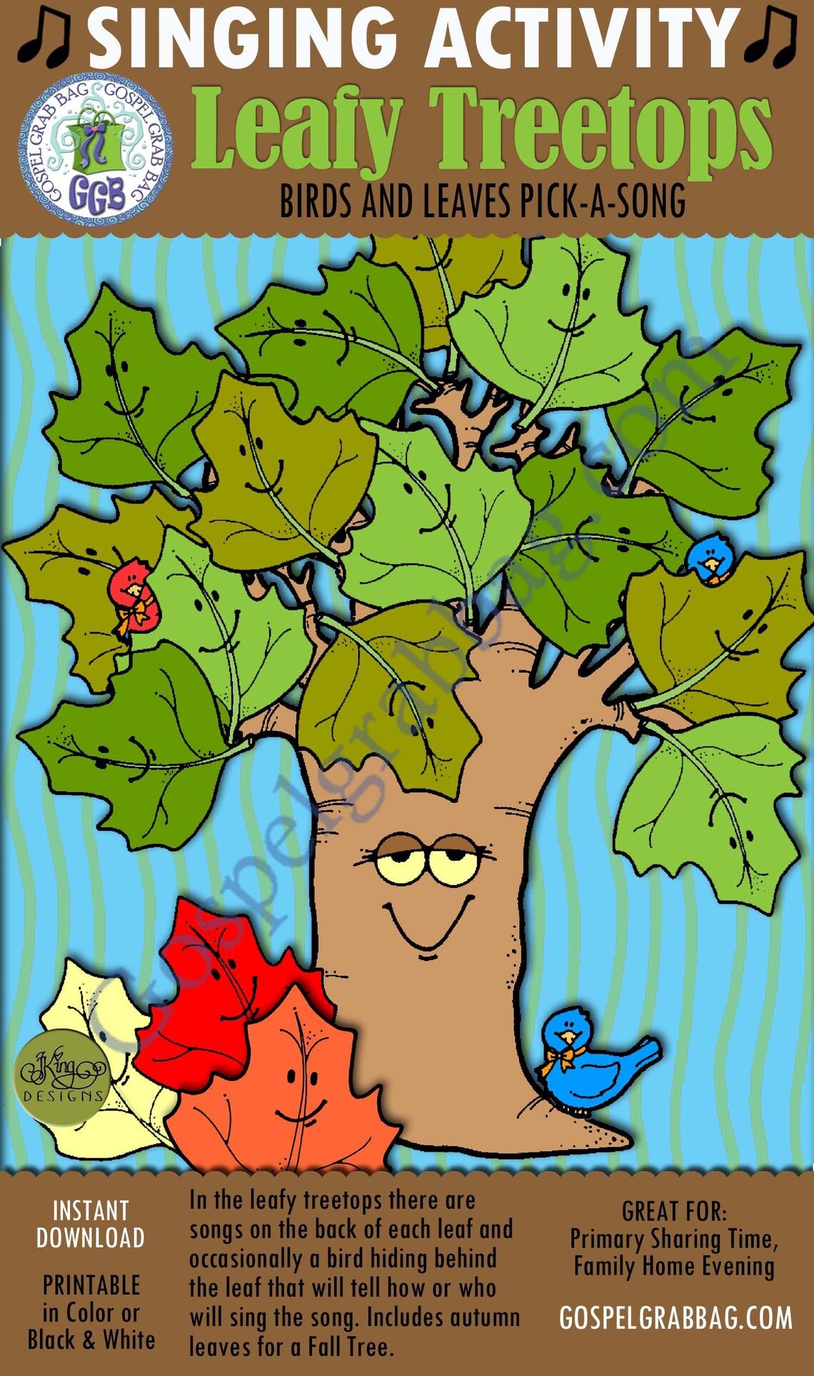 Primary Music Singing Activity, "in the Leafy Treetops" Leaves Pick-a ...