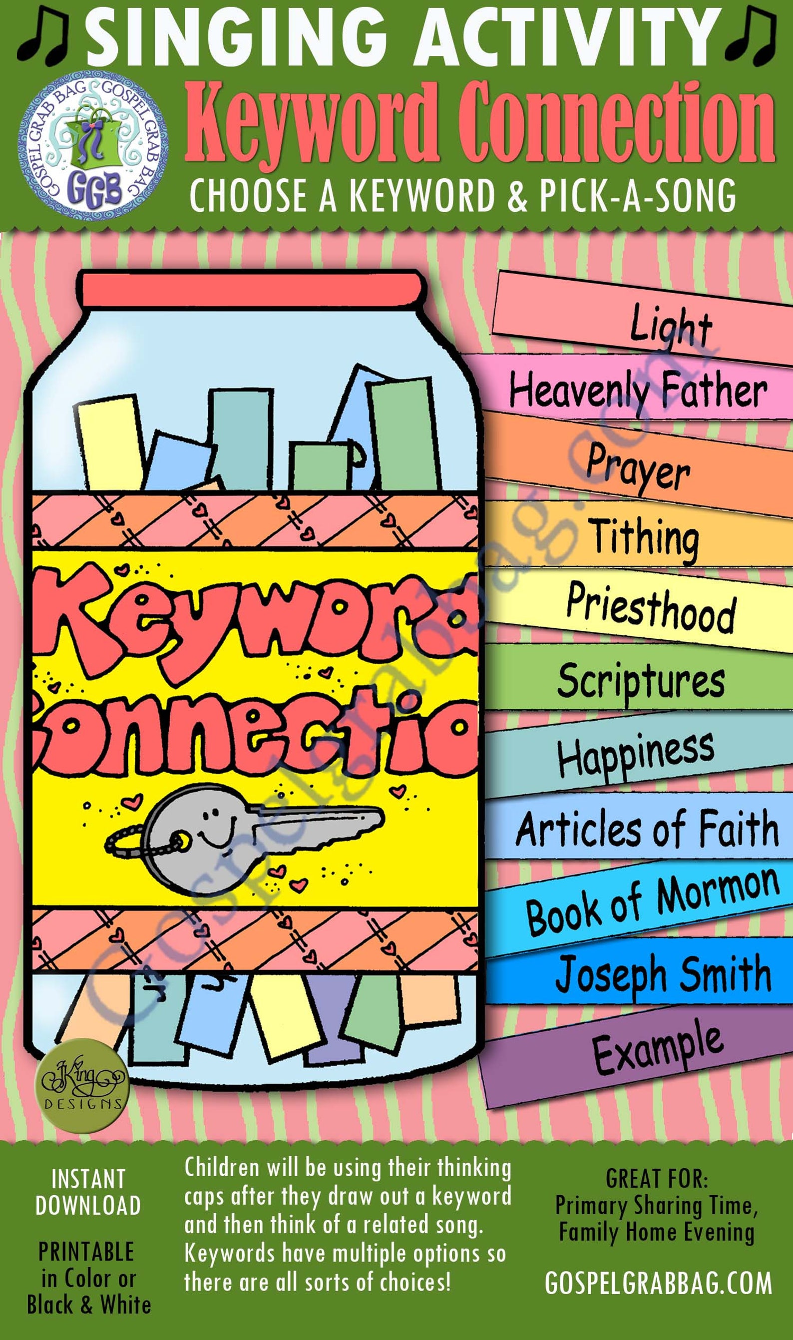 Primary Music Singing Activity, “keyword Connection” Pick-a-song to ...