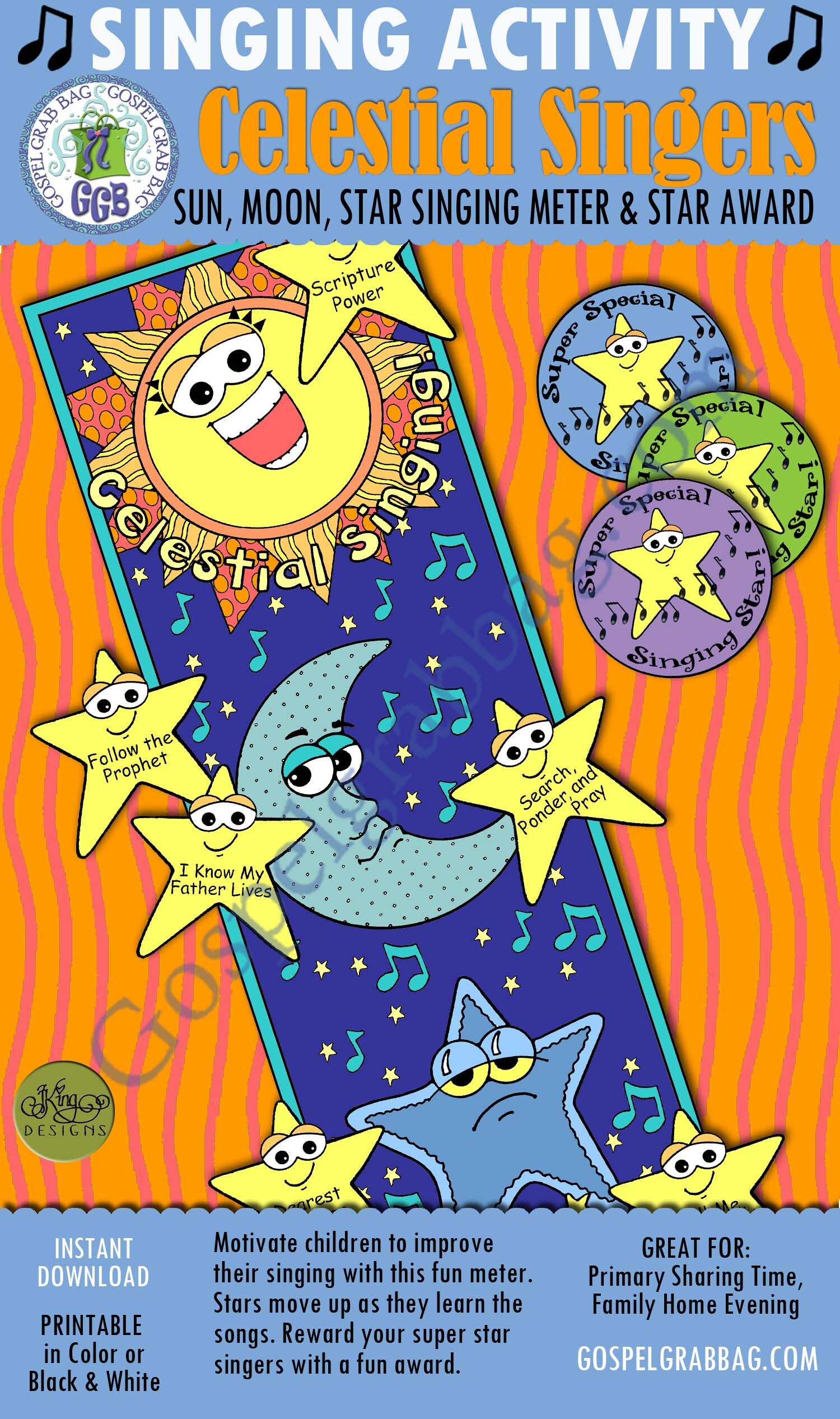 Primary Music Singing Activity CELESTIAL SINGERS Sun Moon - Etsy