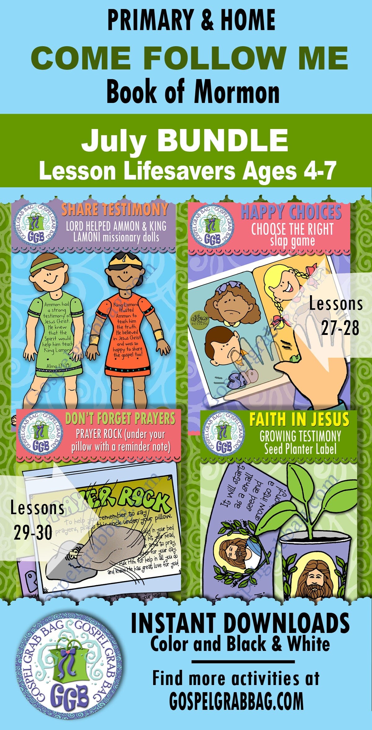 2024 JULY weeks 1-4 Lessons 27-30 Ages 4-7 Come Follow Me, Book of ...