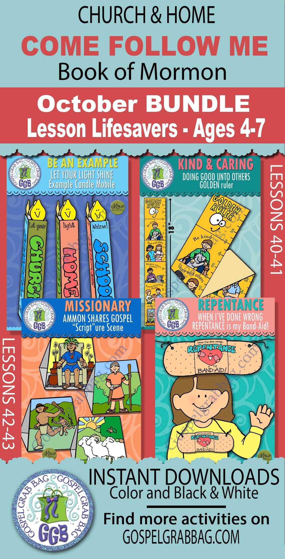 2024 OCTOBER weeks 1-4 Lessons 40-43 Ages 4-7 Come Follow Me, Book of ...