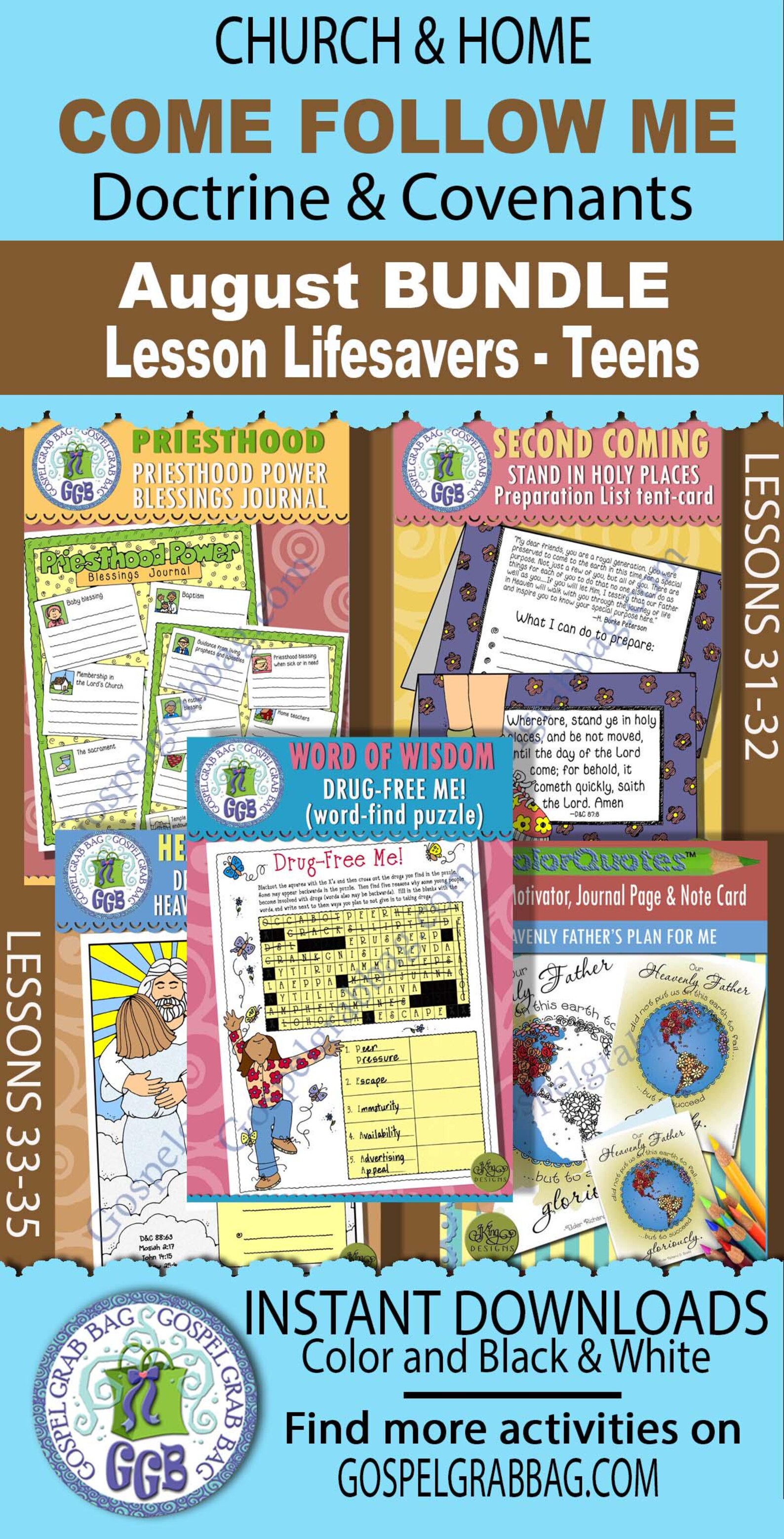 2025 AUGUST (weeks 1-5) Lessons 31-35 Come Follow Me, Doctrine ...