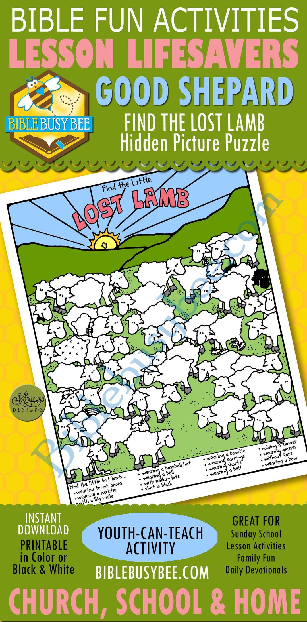 JESUS the Good Shepherd - Find the Lost Lamb Hidden Picture Puzzle for ...