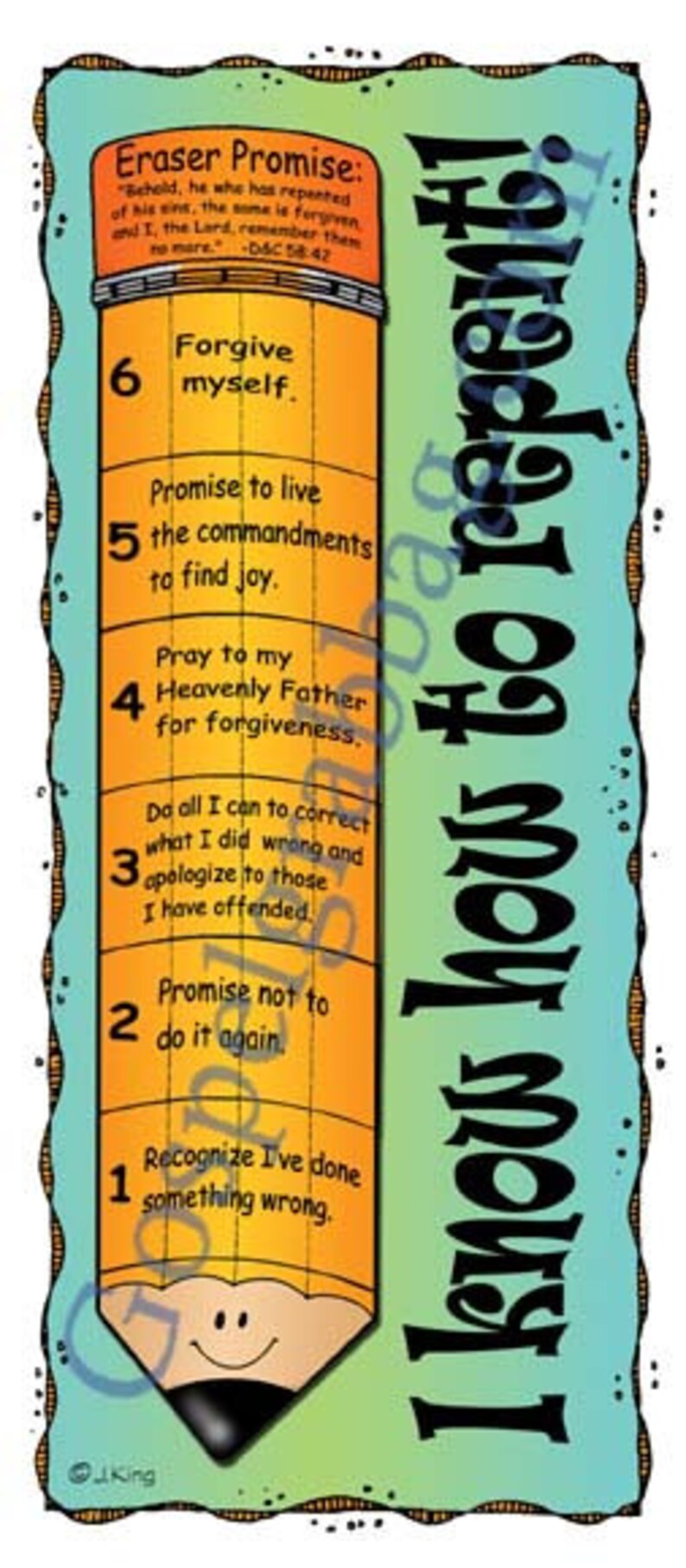 REPENTANCE Eraser Promises Steps 1-6 Pencil Poster Presentation With ...