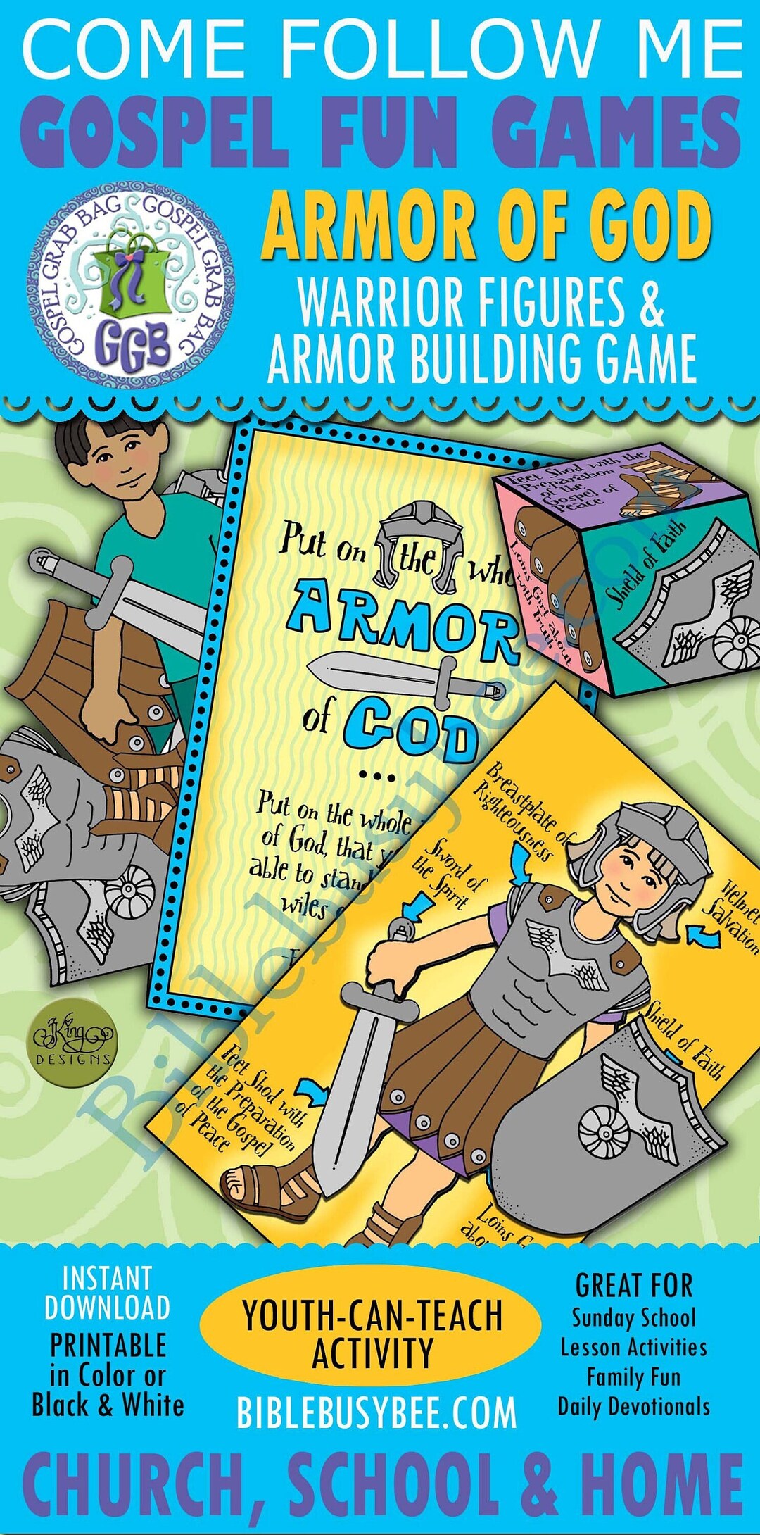 ARMOR OF GOD Gospel Fun Game Activity With Envelope to Hold Warrior ...