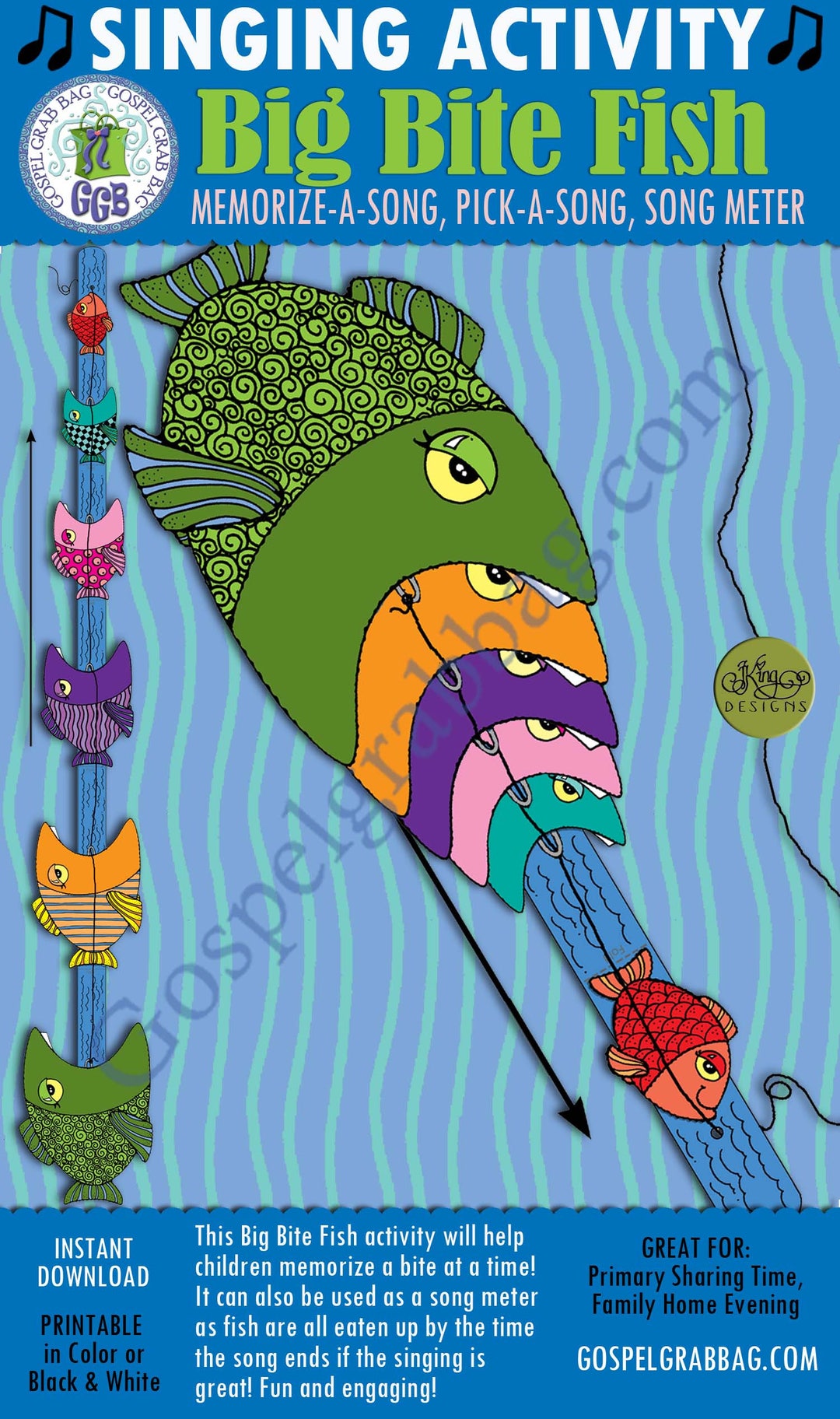 Primary Music Singing Activity, "big Bite Fish" Memorize Songs, Pick-a ...