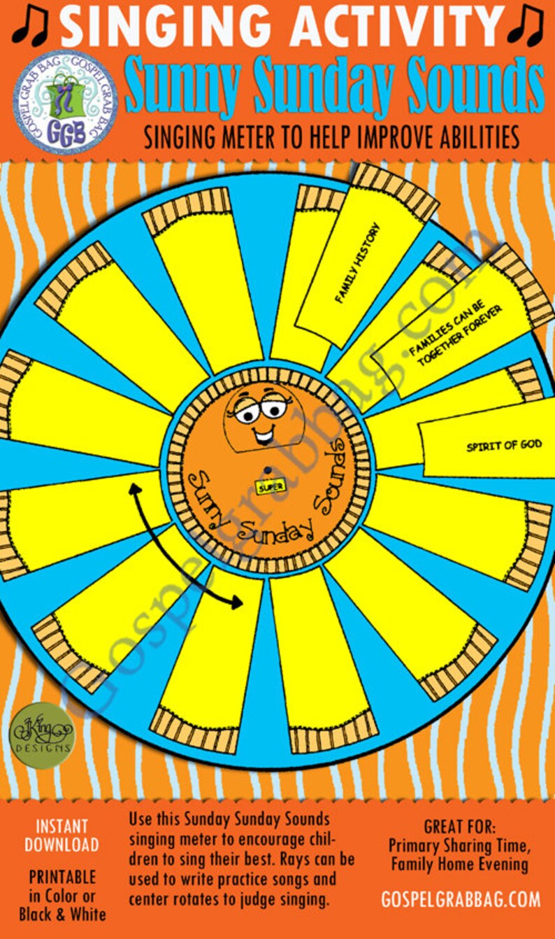 Primary Music Singing Activity, “sunny Sunday Sounds Pick-a-song ...