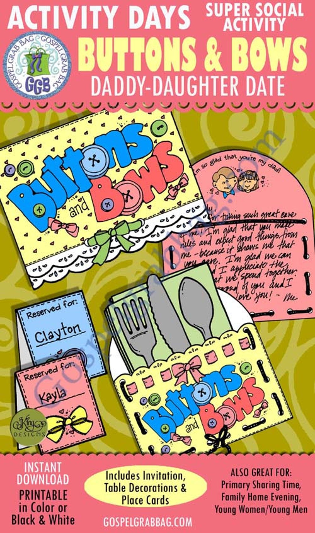 Activity Days - Super Social: Daddy-daughter Date - Theme "buttons and ...