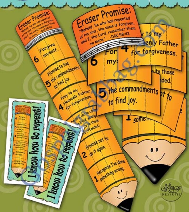 REPENTANCE Eraser Promises Steps 1-6 Pencil Poster Presentation With ...