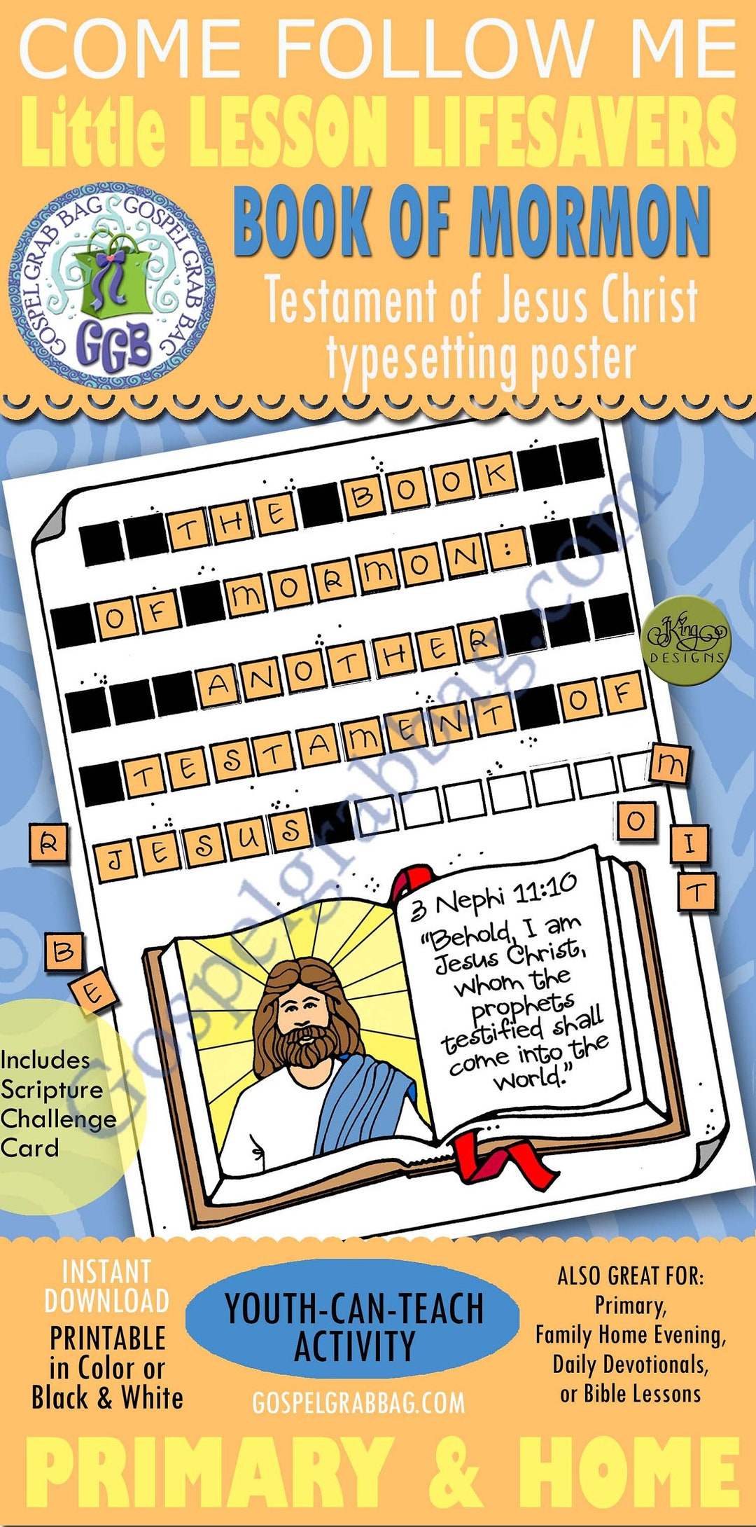 BOOK OF MORMON Another Testament of Jesus Christ Typesetting Poster ...