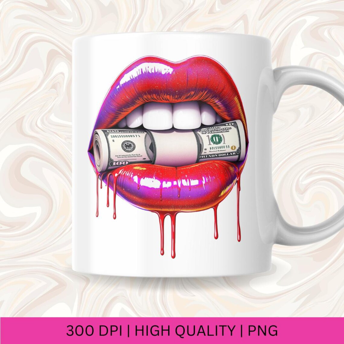Glam Money Lips Sublimation PNG Clipart, High-quality Transparent Red ...