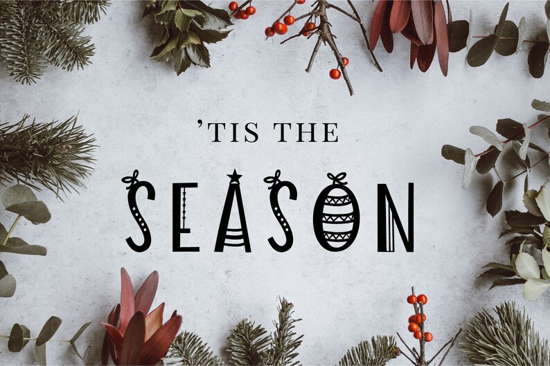 Christmas Font, Holiday Season, Holiday Font, Decorated Font, Craft ...